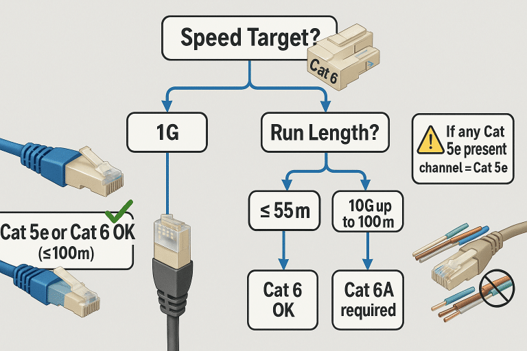 Cat 6 vs Cat 5/5e Compatibility — What Actually Works